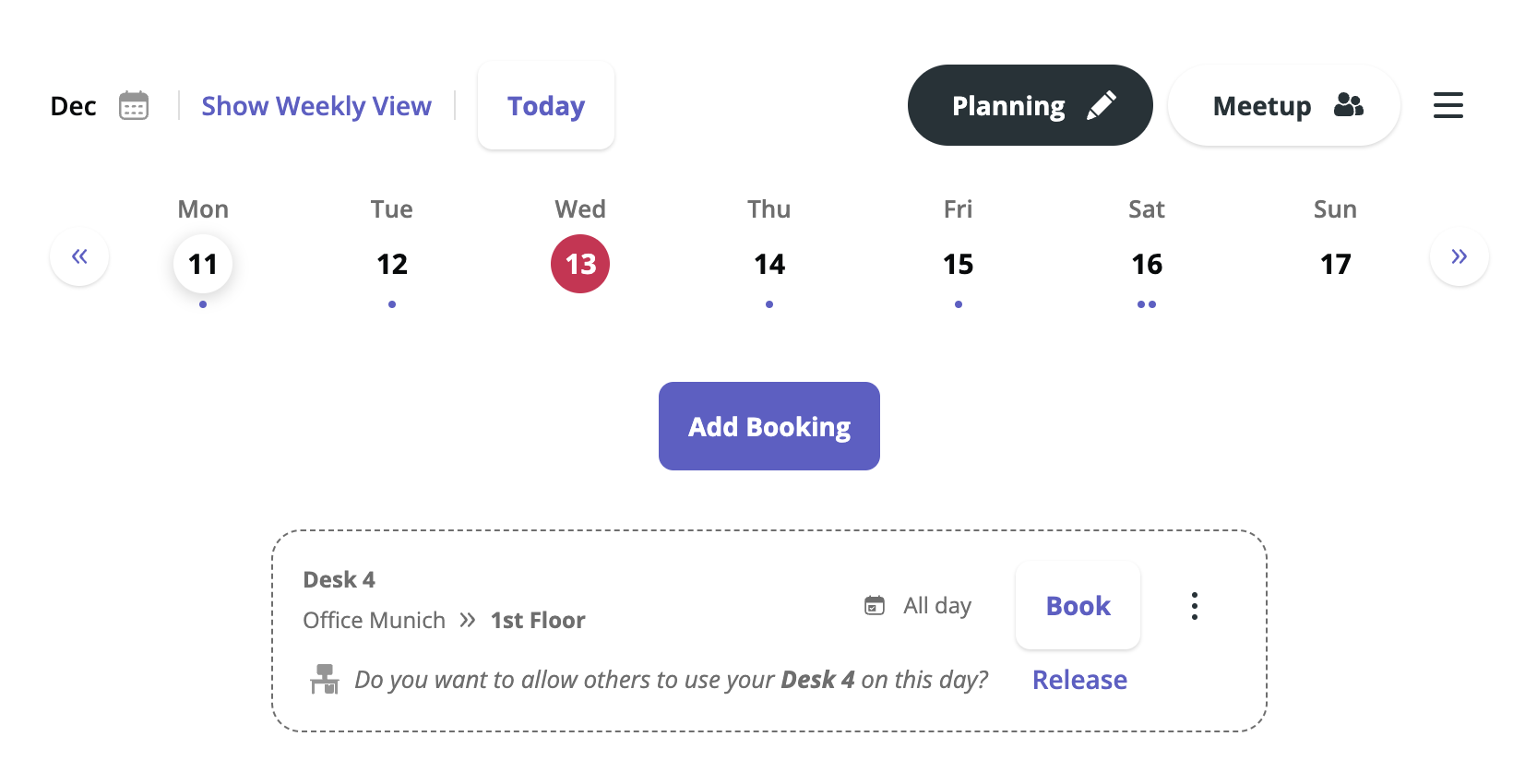 How do I used a fixed desk and how can I release it for others to use?